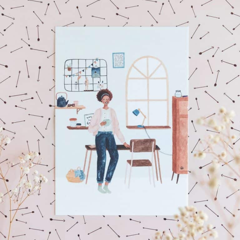 Mini poster 'Gezellige werkplek' - Carmens Tekentafel